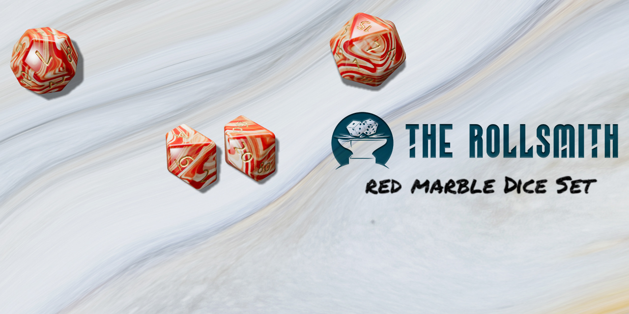 The Rollsmith - Red Marble Dice Set - Foundry Hub