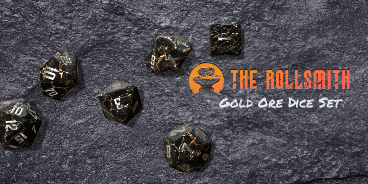 The Rollsmith - Gold Ore Dice Set - Foundry Hub