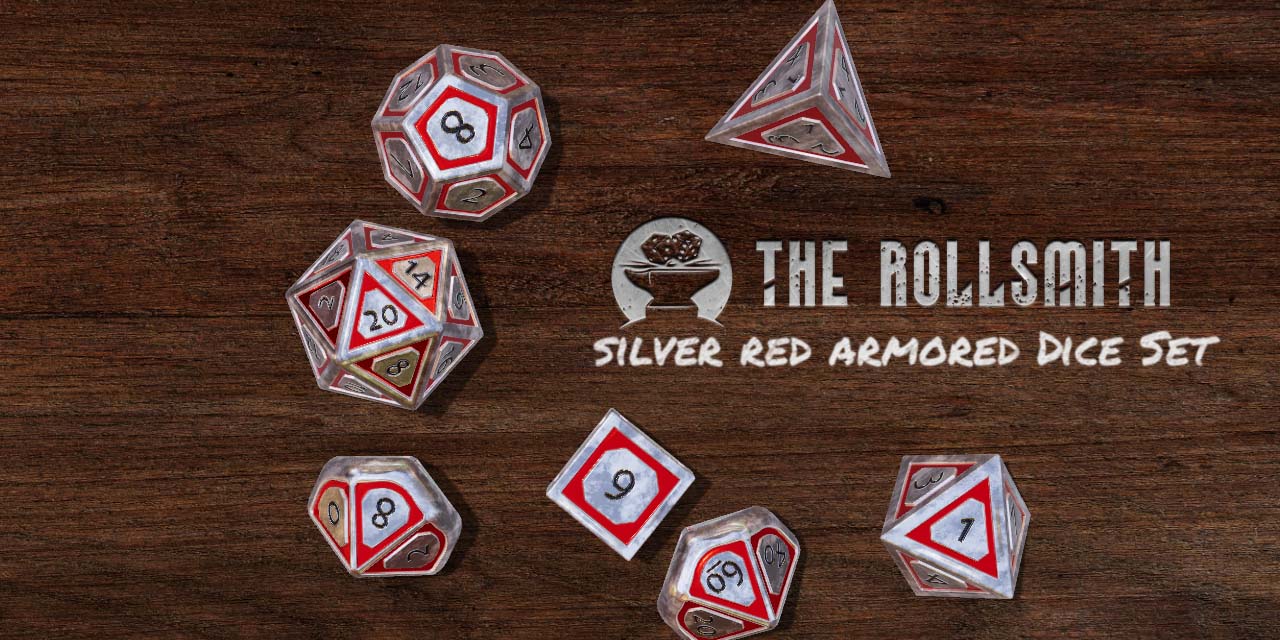 The Rollsmith - Silver Red Armored Dice Set - Foundry Hub