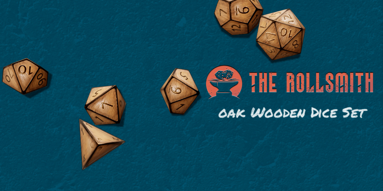Oak Wooden Dice Set - The Rollsmith